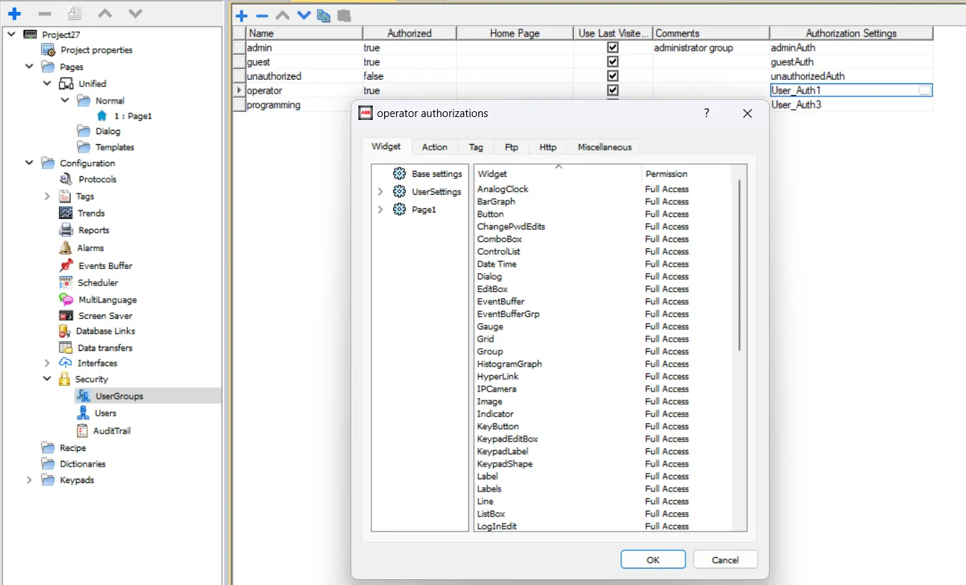 ABB HMI security features with panel builder 600