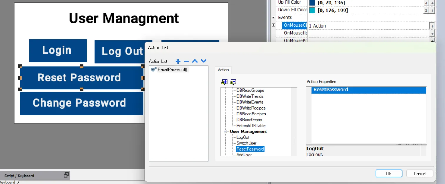 ABB HMI user Managements action in abb panel builder 600 : Logout ...