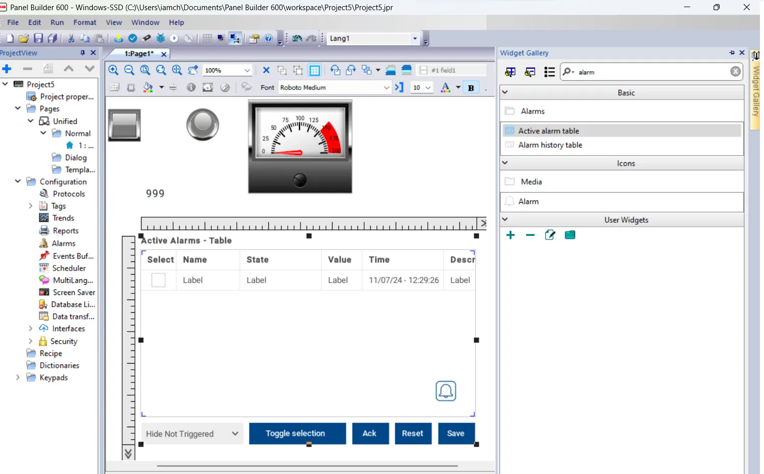 Alarm in ABB CP 600 HMI - how to use alarm in ABB CP 600 HMI
