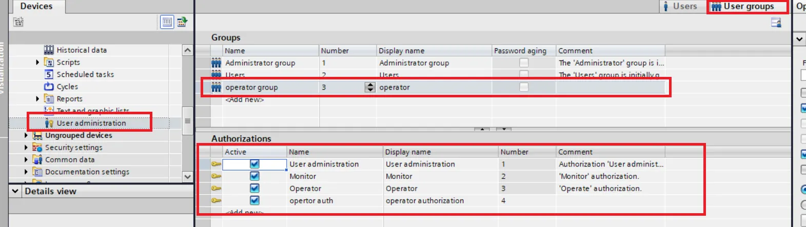 Siemens wincc hmi user management configuration in tia portal