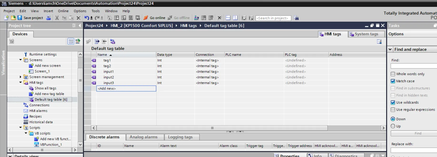 wincc vbscript for access hmi screen items and tags