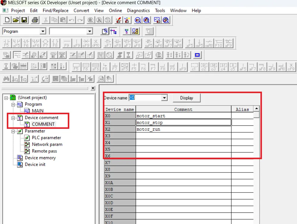 Mitsubishi GX Developer PLC software