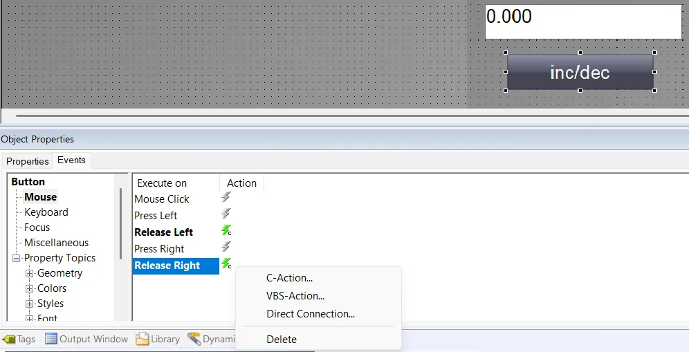 what is wincc scada Events and Actions – Detect and Handle User Input