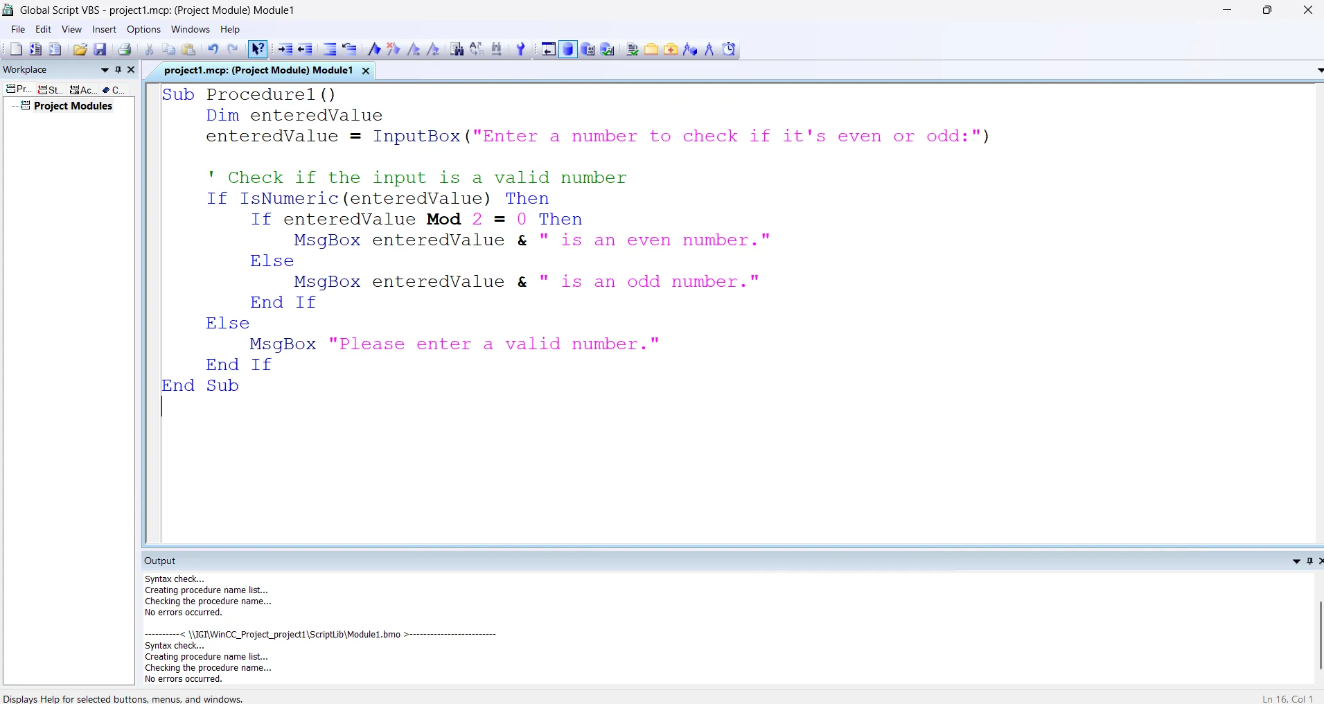 Script in wincc scada : VBS and C